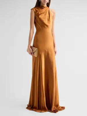 Amsale Liquid Satin Draped Gown