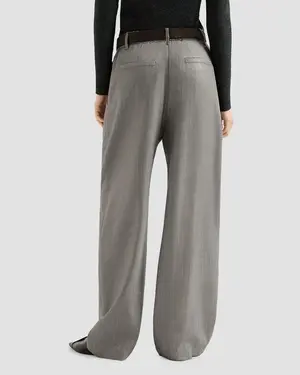 Brunello Cucinelli Sparkling Virgin Wool Pinstripe Wide Leg Pants With Monili
