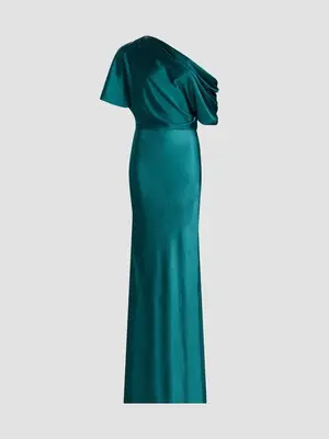Amsale Satin Dolman Mermaid Gown