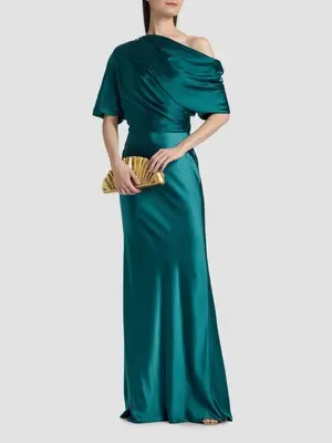 Amsale Satin Dolman Mermaid Gown