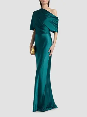 Amsale Satin Dolman Mermaid Gown