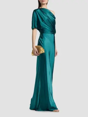 Amsale Satin Dolman Mermaid Gown