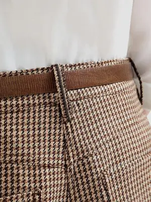 Brunello Cucinelli Sparkling Virgin Wool Houndstooth Long Bermuda Shorts With Monili