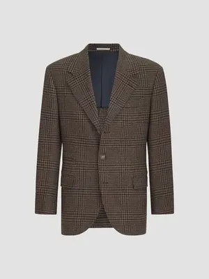 Brunello Cucinelli Cashmere Prince Of Wales Tailor Blazer - Chestnut
