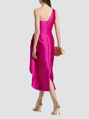 Amsale Satin One-shoulder Ruffle Cocktail Dress
