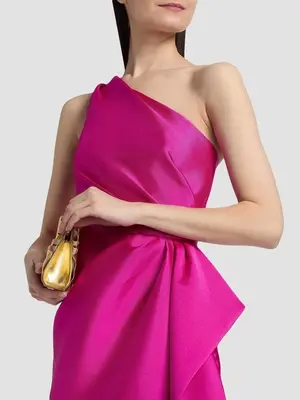 Amsale Satin One-shoulder Ruffle Cocktail Dress