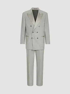 Brunello Cucinelli Cashmere And Silk Lightweight Flannel Tuxedo - Grey