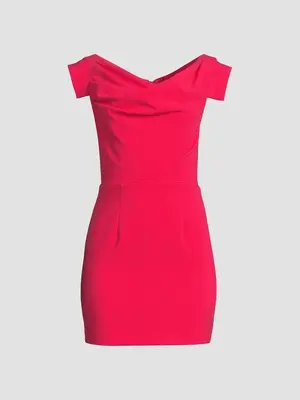 Black Halo Jacqueline Stretch Crepe Off-the-shoulder Minidress - Fuchsia