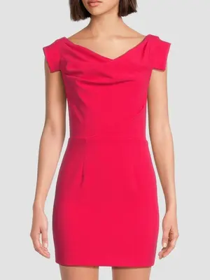 Black Halo Jacqueline Stretch Crepe Off-the-shoulder Minidress