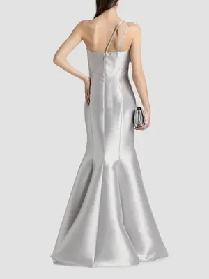 Amsale Metallic Satin Bow Mermaid Gown