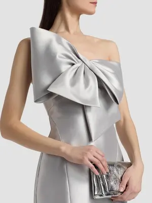 Amsale Metallic Satin Bow Mermaid Gown