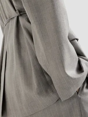 Brunello Cucinelli Sparkling Virgin Wool Pinstripe Blazer With Monili - Silver