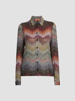 Missoni Meander-chevron Wefted-loom Button-front Shirt - Dark Multi