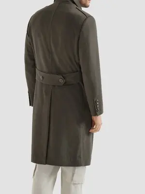 Brunello Cucinelli Lightweight Virgin Wool Cloth One-and-a Half Breasted Coat