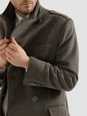 Brunello Cucinelli Lightweight Virgin Wool Cloth One-and-a Half Breasted Coat