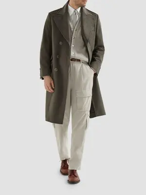 Brunello Cucinelli Lightweight Virgin Wool Cloth One-and-a Half Breasted Coat