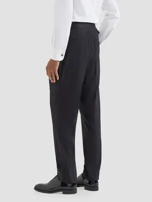Brunello Cucinelli Virgin Wool And Silk Lightweight Twill Tuxedo Trousers