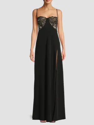 Black Halo Coressa Lace-trimmed Bias-cut Gown