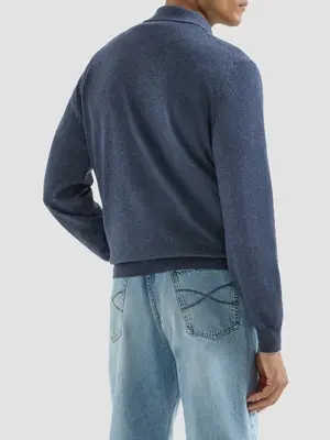 Brunello Cucinelli Cashmere Knit Polo Shirt - Denim
