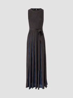 Missoni Rib-knit Sleeveless Pleated Maxi Dress - Blue