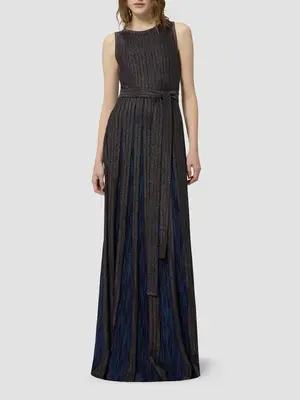 Missoni Rib-knit Sleeveless Pleated Maxi Dress - Blue