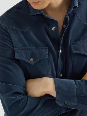 Brunello Cucinelli Gart Dyed Easy Fit Western Shirt - Blue