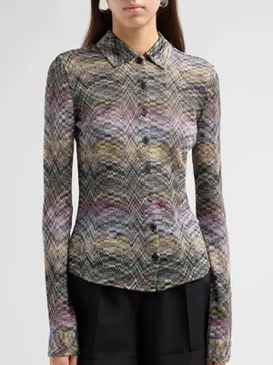 Missoni Zigzag Metallic Knit Shirt