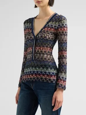 Missoni Chevron Knit V-neck Henley