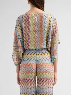 Missoni Zigzag Draped-sleeve Blouse