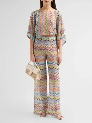 Missoni Zigzag Draped-sleeve Blouse