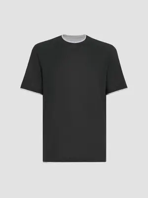 Brunello Cucinelli Silk And Cotton Lightweight Jersey Crew-neck T Shirt - Black