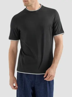 Brunello Cucinelli Silk And Cotton Lightweight Jersey Crew-neck T Shirt - Black