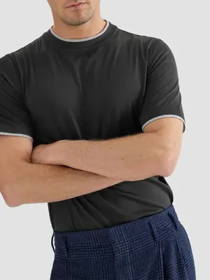 Brunello Cucinelli Silk And Cotton Lightweight Jersey Crew-neck T Shirt - Black