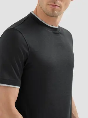 Brunello Cucinelli Silk And Cotton Lightweight Jersey Crew-neck T Shirt - Black