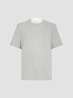 Brunello Cucinelli Silk And Cotton Lightweight Jersey Crew-neck T Shirt - Grey