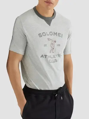 Brunello Cucinelli Cotton Jersey Crew-neck T-shirt With Print - Grey