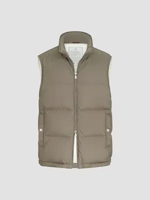 Brunello Cucinelli Lightweight Techno Fabric Down Vest With Packable Hood