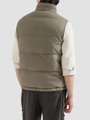 Brunello Cucinelli Lightweight Techno Fabric Down Vest With Packable Hood