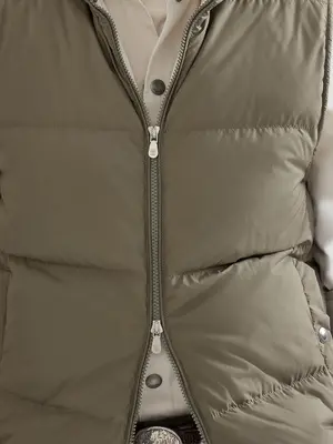 Brunello Cucinelli Lightweight Techno Fabric Down Vest With Packable Hood
