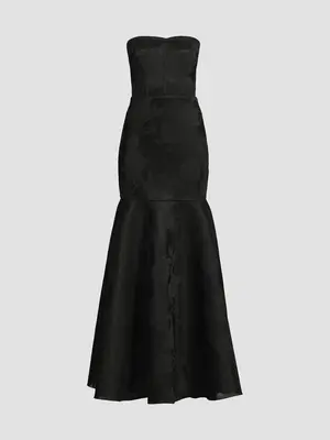 Black Halo Kristy Jacquard Strapless Trumpet Gown - Black