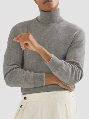 Brunello Cucinelli Cashmere Turtleneck Sweater - Grey