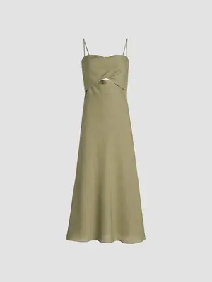 Black Halo Jada Linen Cut-out Midi-dress - Cypress