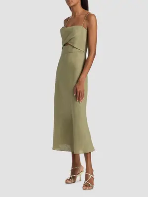 Black Halo Jada Linen Cut-out Midi-dress