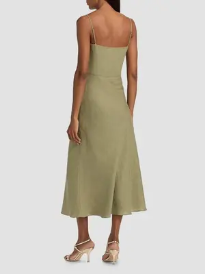 Black Halo Jada Linen Cut-out Midi-dress
