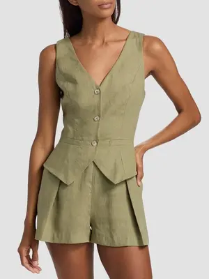 Black Halo Matias Linen Romper
