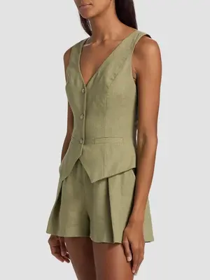 Black Halo Matias Linen Romper