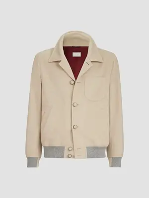 Brunello Cucinelli Lightweight Virgin Wool Cloth Outerwear Jacket - Sand