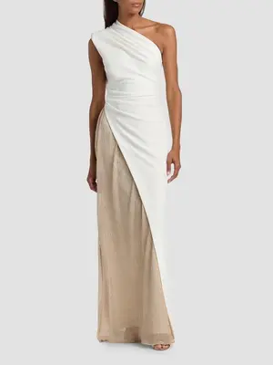 Black Halo Marigold Two-tone One-shoulder Gown