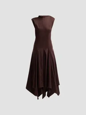 Black Halo Eloidie Asymmetric Midi Dress - Sable