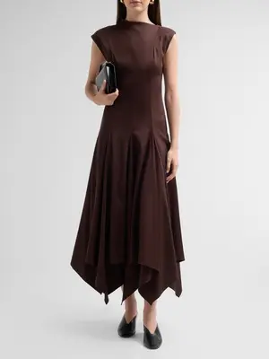 Black Halo Eloidie Asymmetric Midi Dress